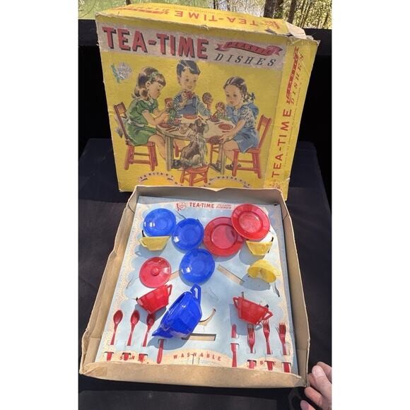 Plasco | Toys | Rare 945 Plasco Tea Time Childrens Plastic Toy Dishes ...